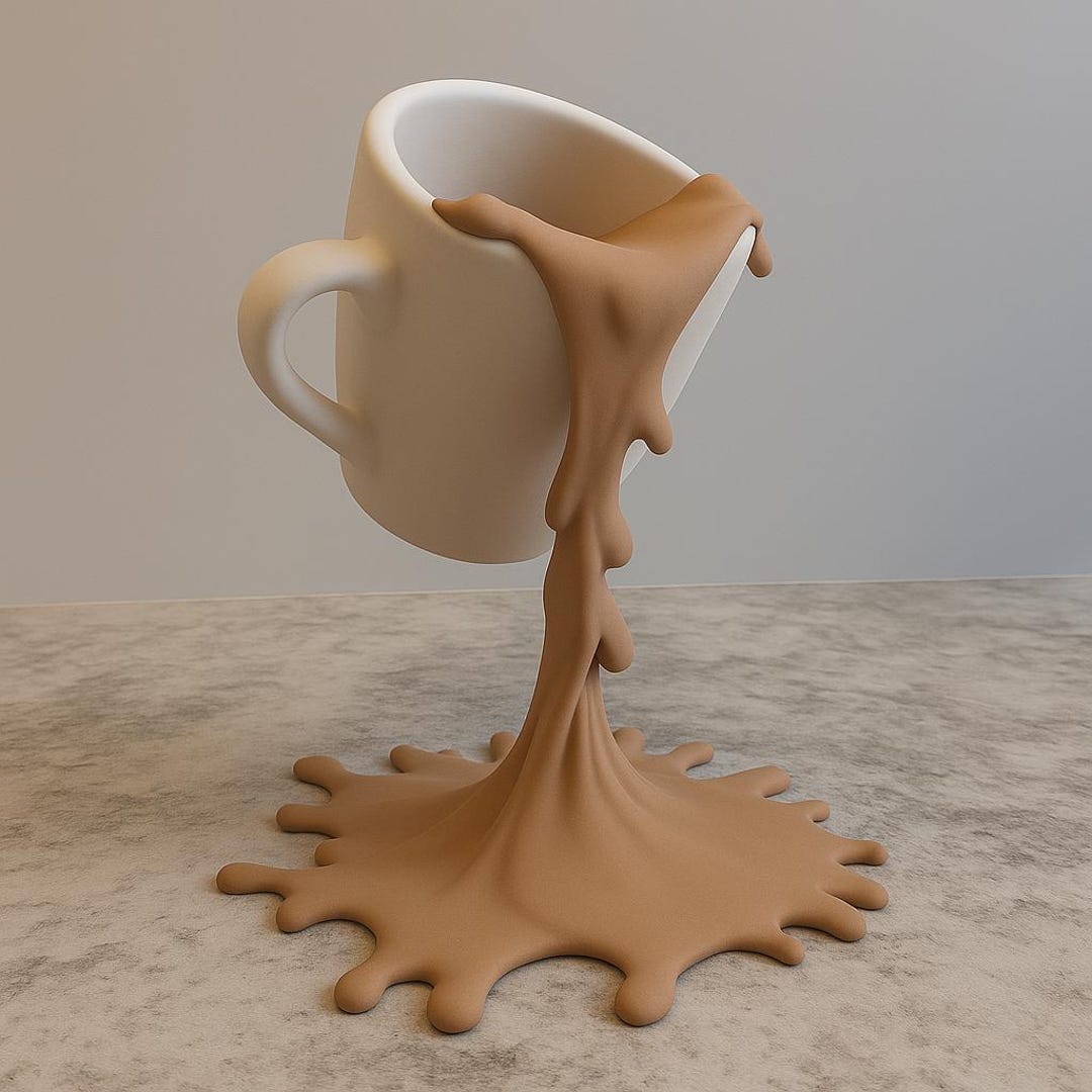 Floating Spilling Coffee Cup | 3D Printed Coffee Illusion Sculpture ...
