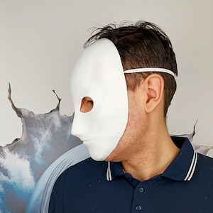 White Blank Face Mask | Minimalist Cosplay Mask | 3d Printed Paintable ...