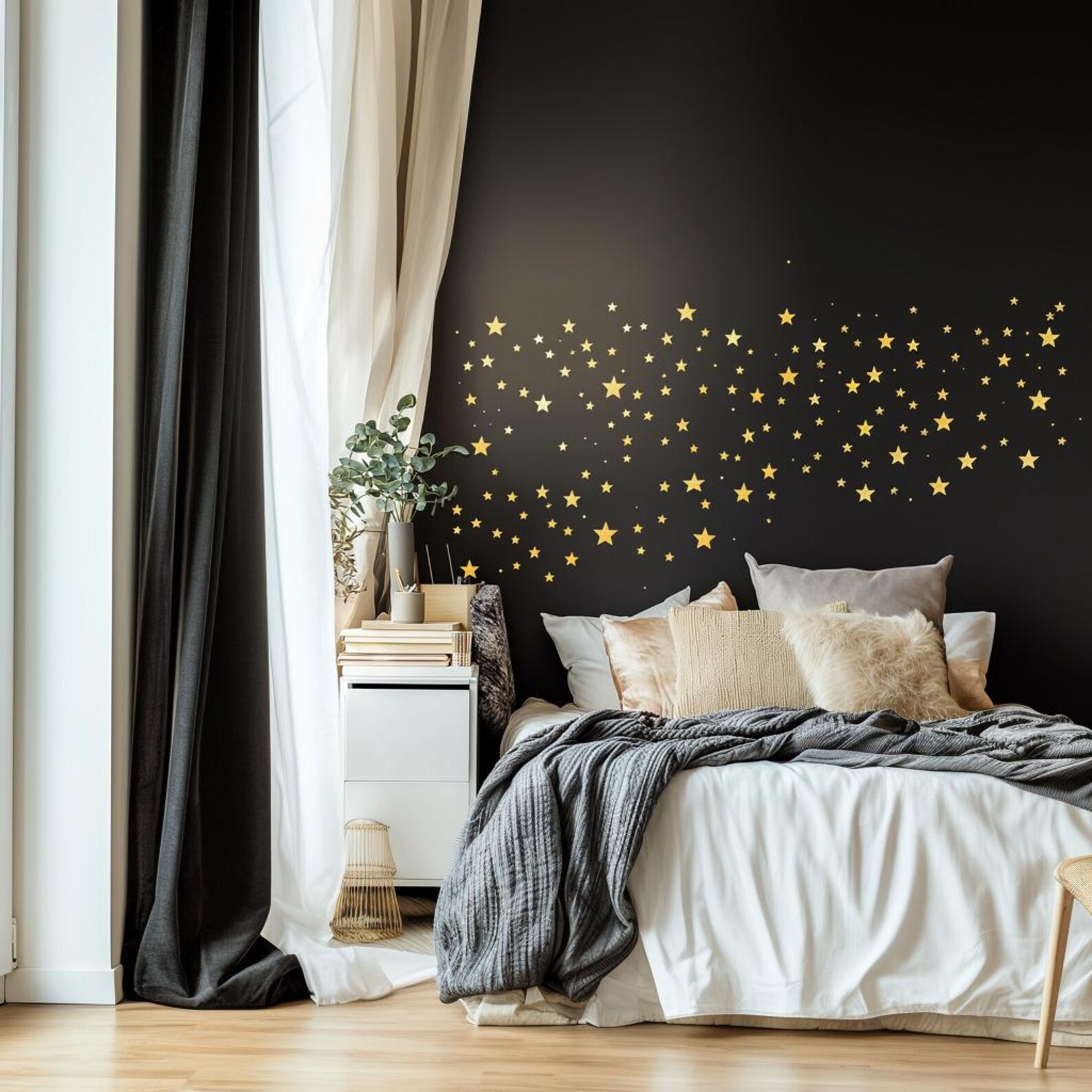 Gold Stars Wall Decals | Sparkles Star Stickers for Bedroom, Nursery ...