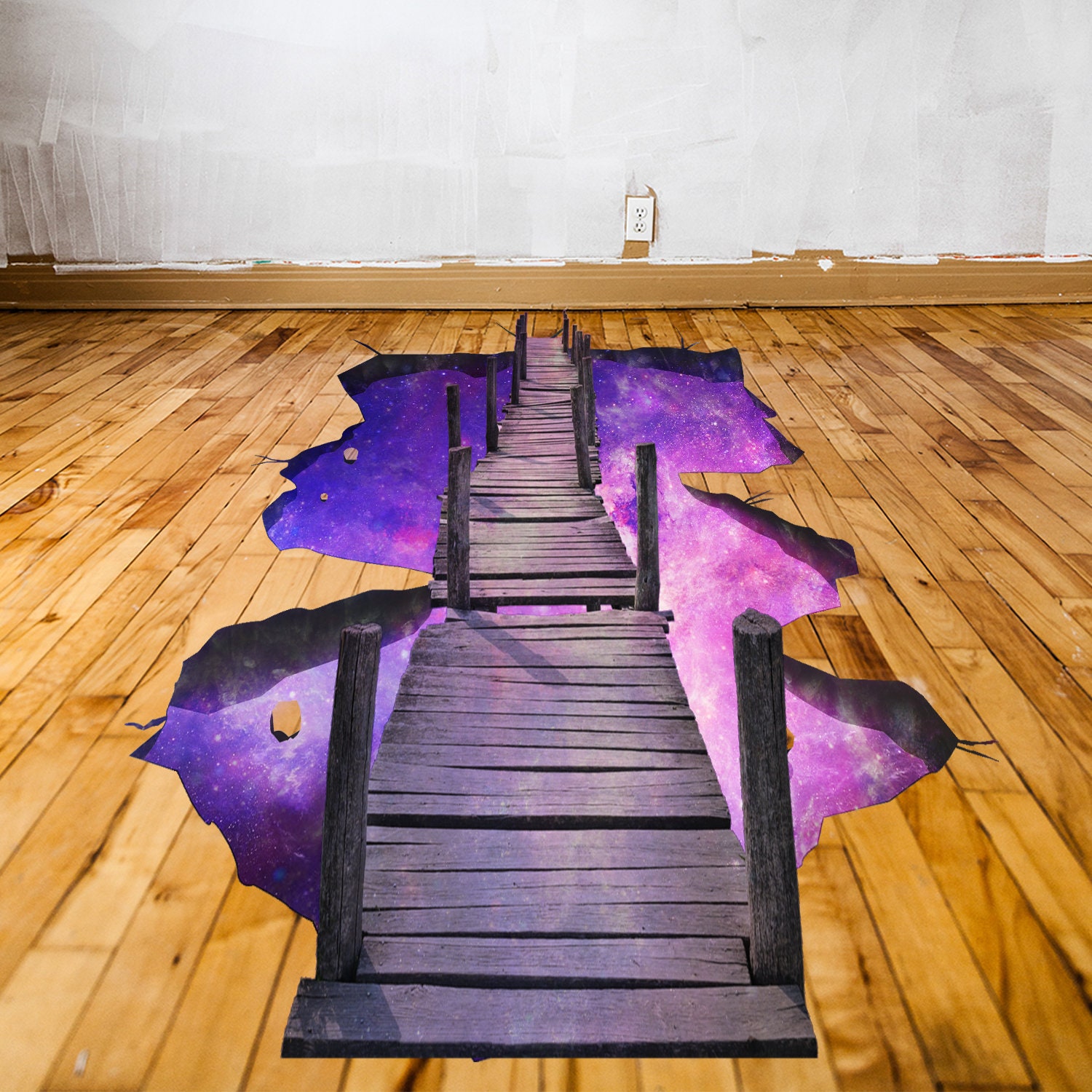 3D Floor Space Portal Hole Decal - Galaxy Art Sticker Decor for Kid ...