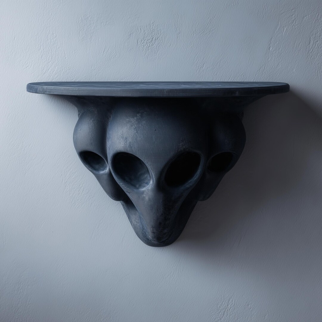 3D Printed Alien Head Wall Shelf | Sci-fi Horror Floating Ledge | Dark ...