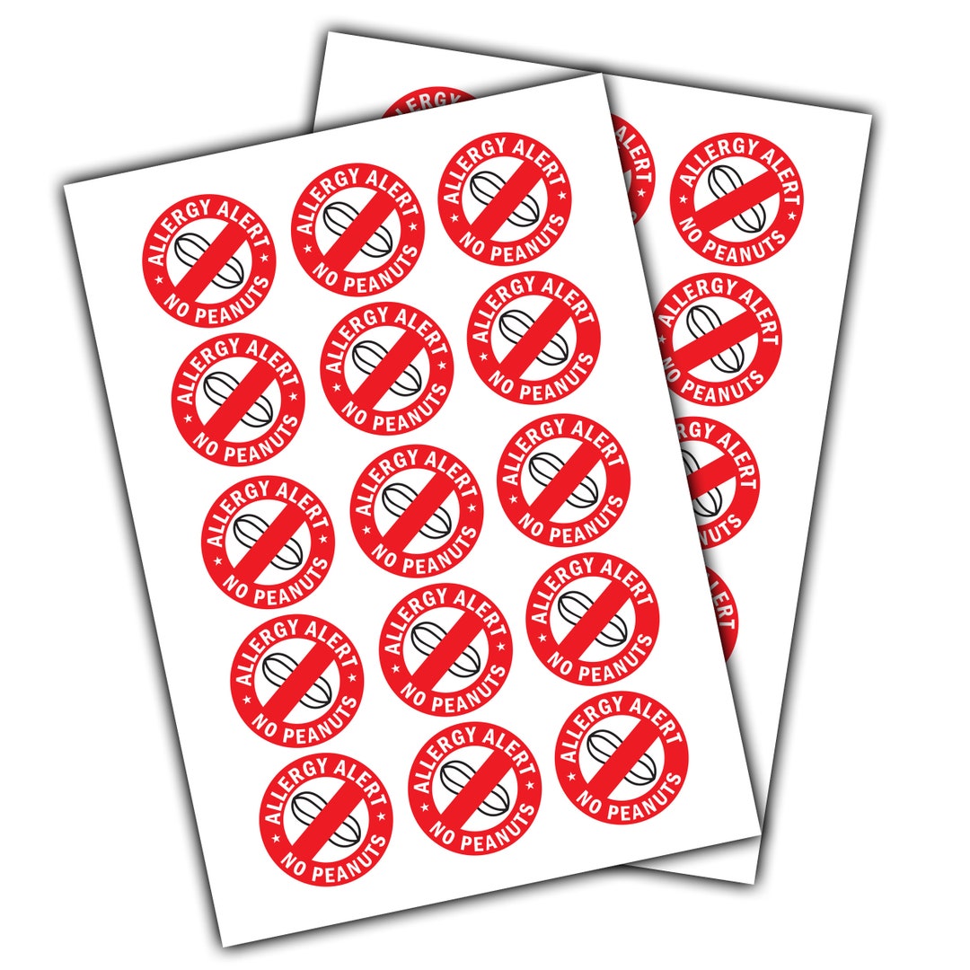 24x No Peanuts Allergy Alert Sticker - Food Allergies Awareness Safety ...
