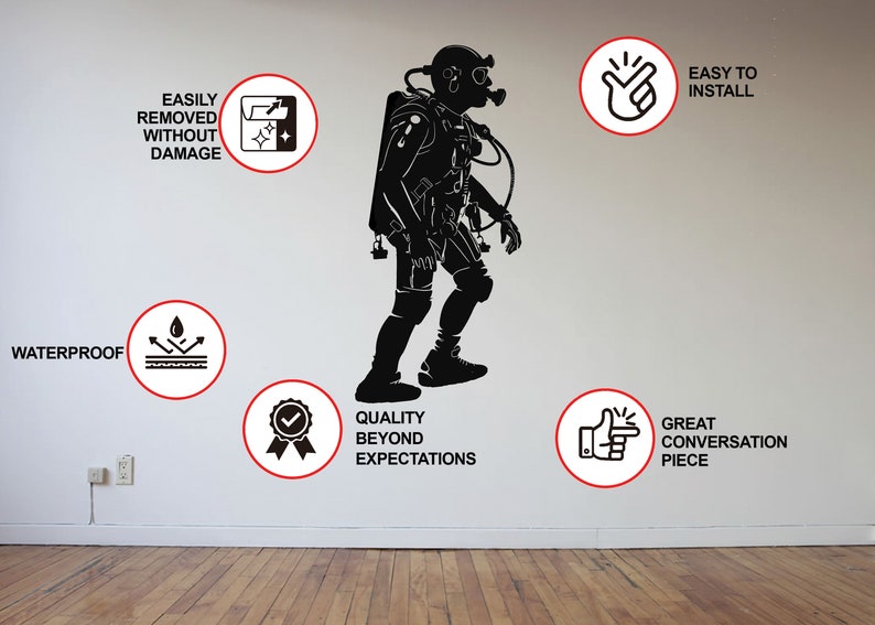 Creative Scuba Diver Silhouette Wall Sticker - Fire Extinguisher Deep ...