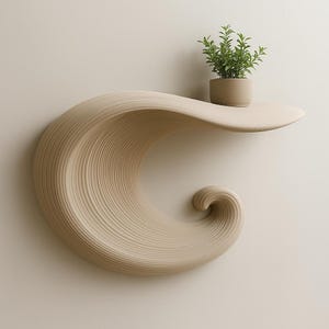Wave-inspired 3D Printed Floating Shelf | Modern Wall Art Shelf ...