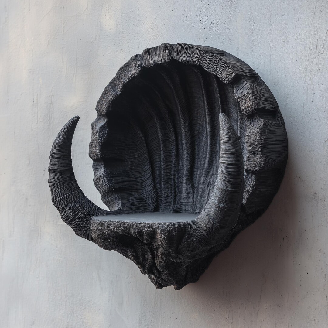 3D Printed Dark Fantasy Horn Wall Shelf | Crescent Beast Floating Ledge ...