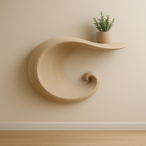 Wave-inspired 3D Printed Floating Shelf | Modern Wall Art Shelf ...
