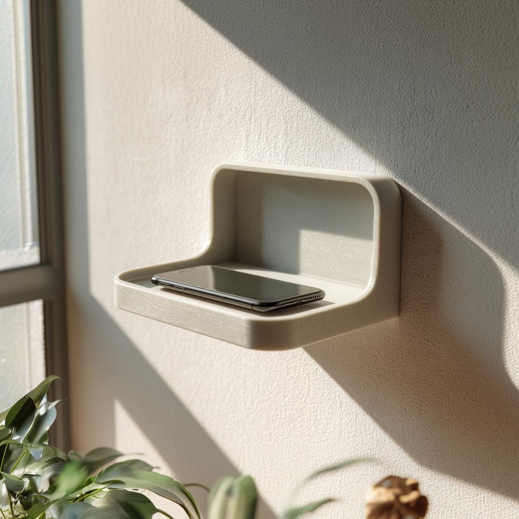 3D Printed Wall Phone Shelf | Minimal Floating Ledge for Smartphone ...