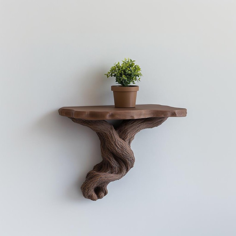 Tree Root Floating Shelf | 3D Printed Wall Shelf | Rustic Plant Display ...