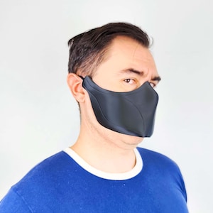 Matte Black Futuristic Half Face Mask | 3D Printed Cyberpunk Costume ...
