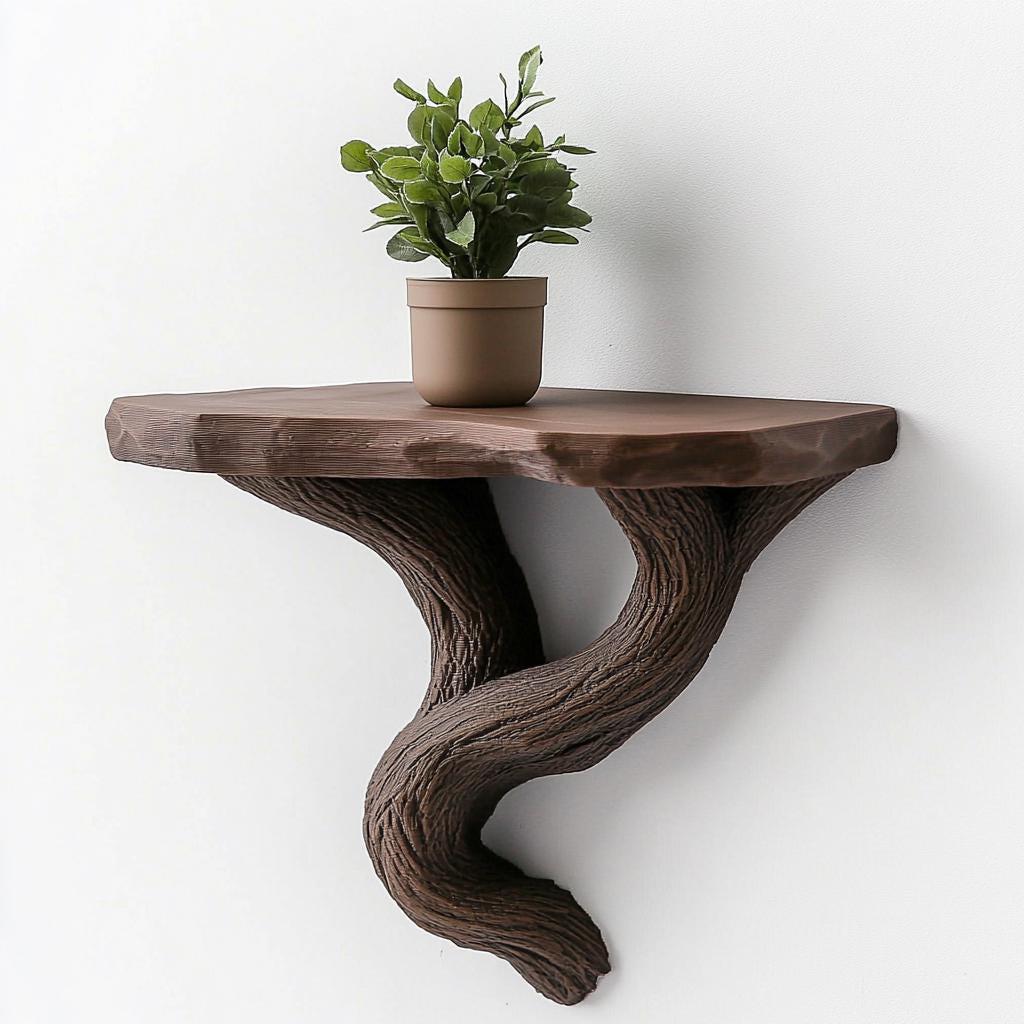 3D Printed Tree Shelf | Floating Wall Shelf With Vine Design | Rustic ...