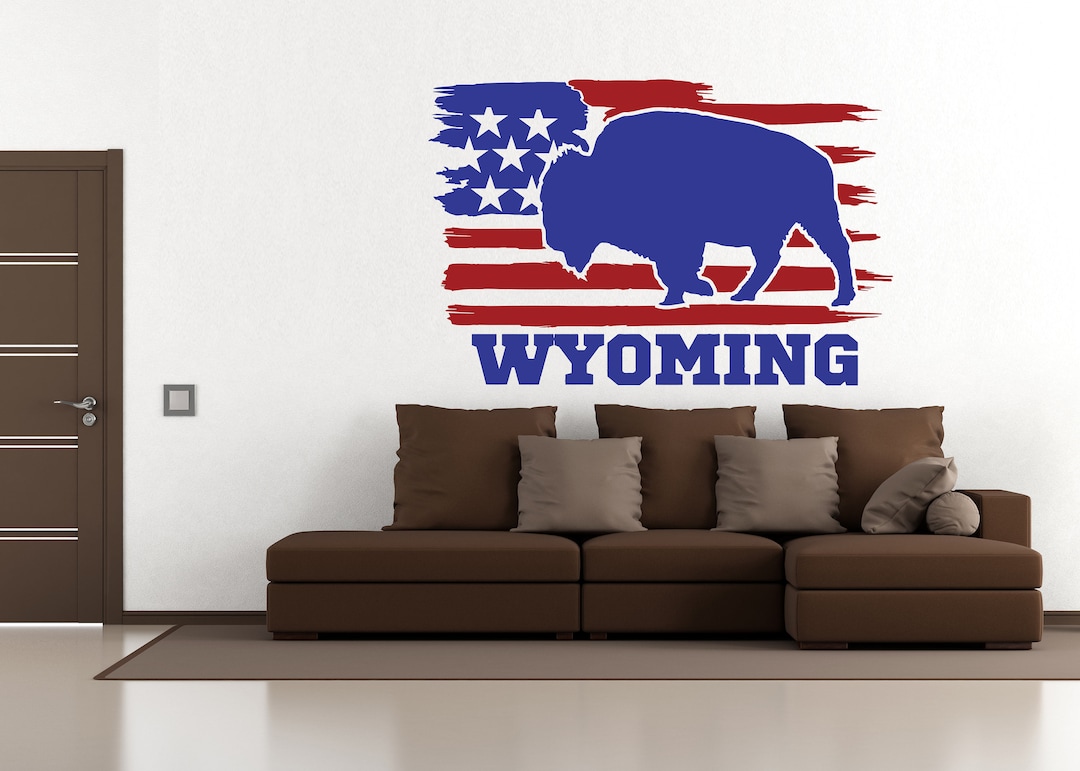 Wyoming Decal - Wyoming State Bull Wall Sticker - Wyoming Map Fan ...