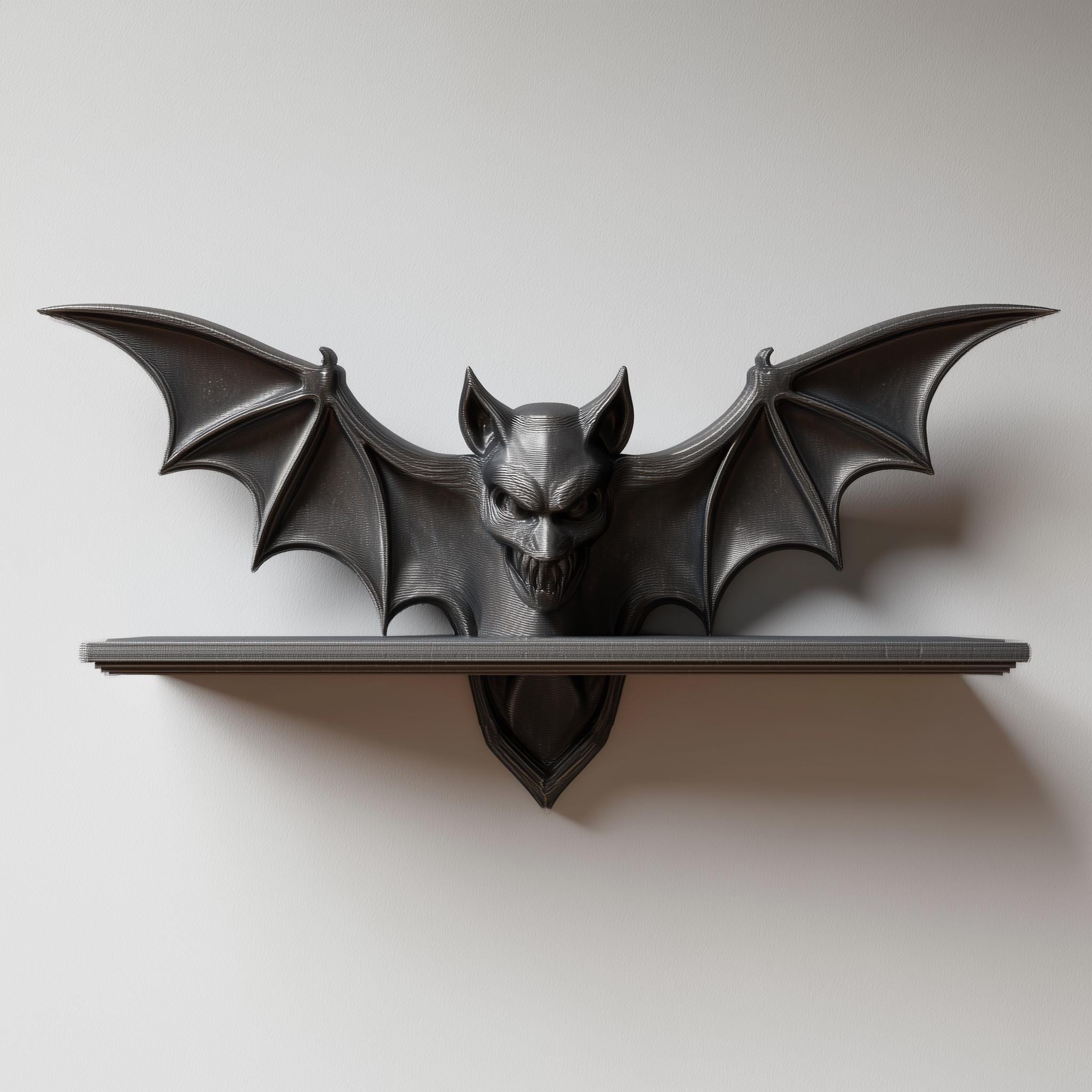 3D Printed Bat Wall Shelf | Gothic Vampire Bat Ledge for Skulls ...