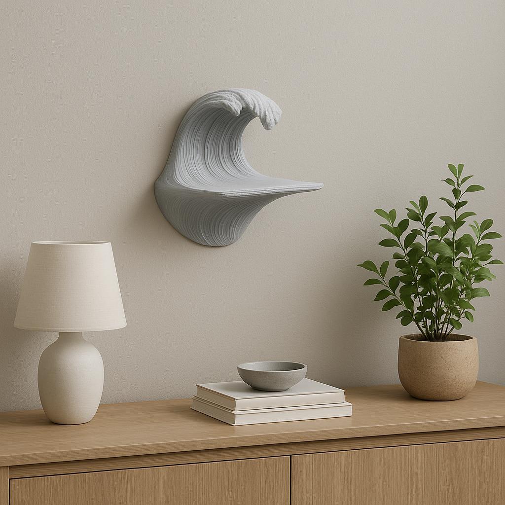 Wave Wall Shelf | 3D Printed Ocean-inspired Floating Shelf | Sculptural ...