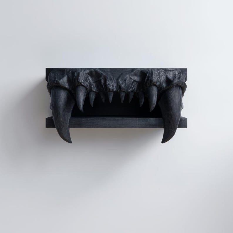3D Printed Vampire Fangs Wall Shelf | Gothic Monster Jaw Decor | Dark ...