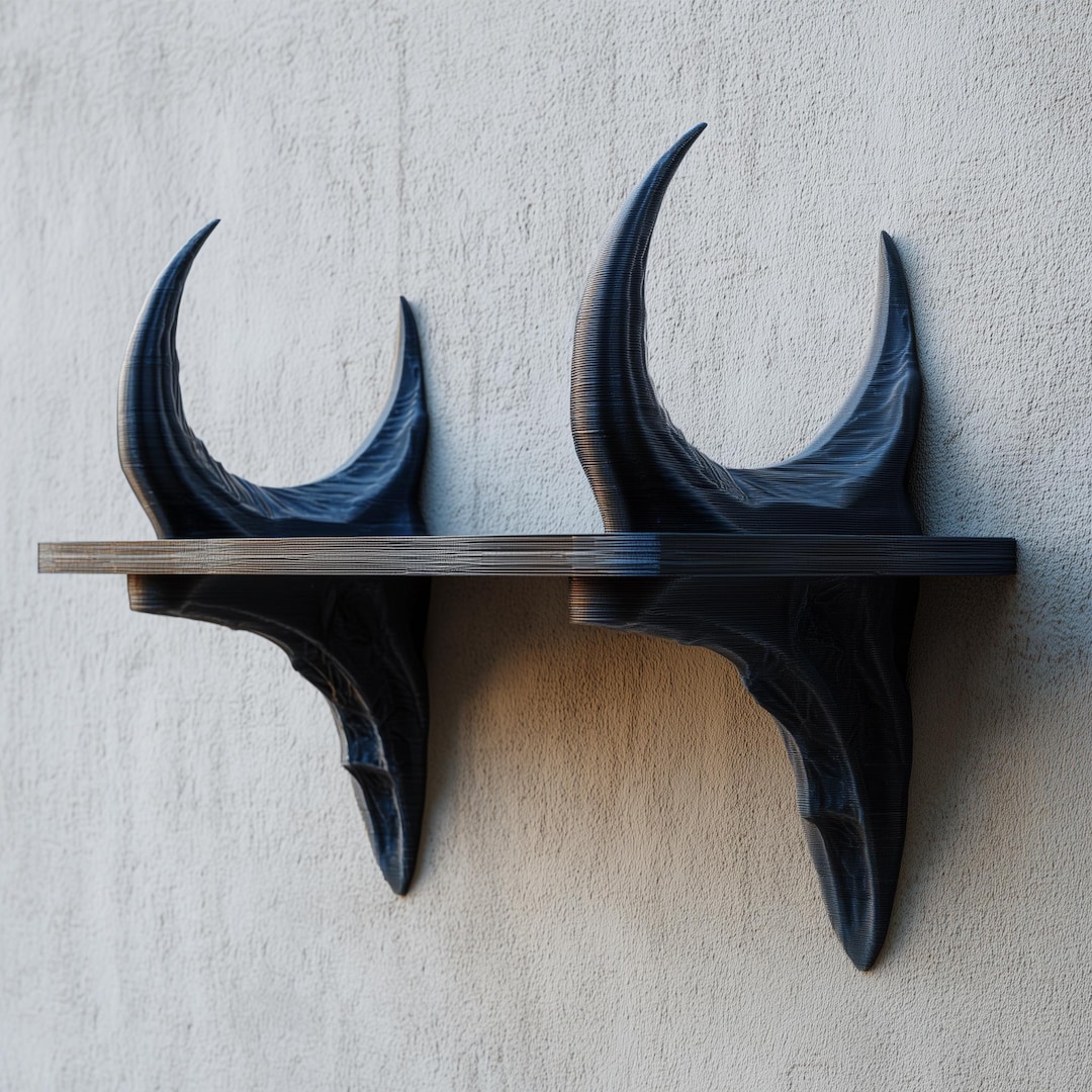 3D Printed Dragon Horn Wall Shelf | Dark Fantasy Floating Ledge ...