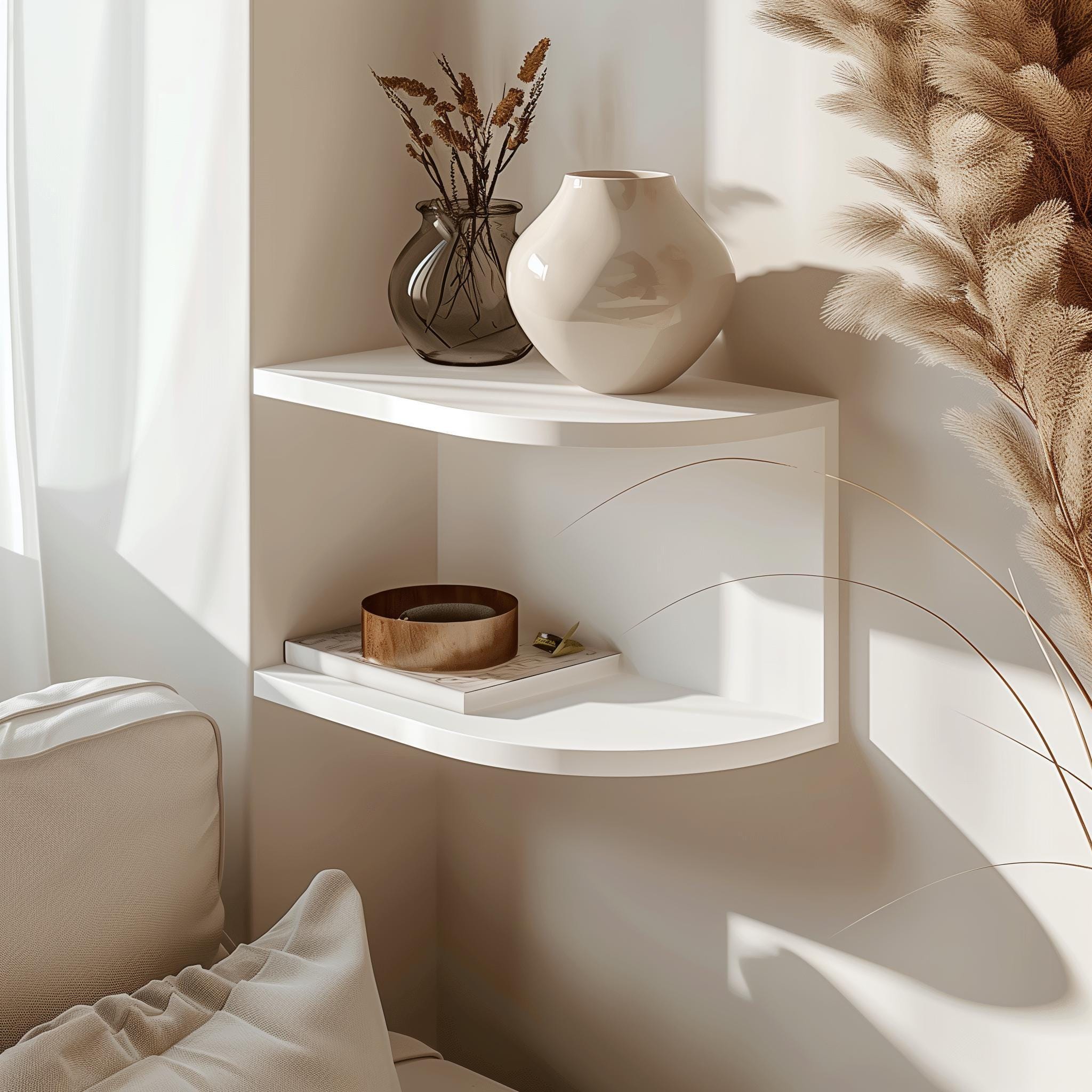 3D Printed Corner Wall Shelf | Minimalist Floating Shelf Design ...