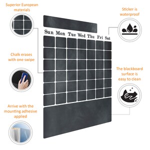 Chalkboard Wall Planner Blackboard Kitchen Sticker - Black Board Weekly ...