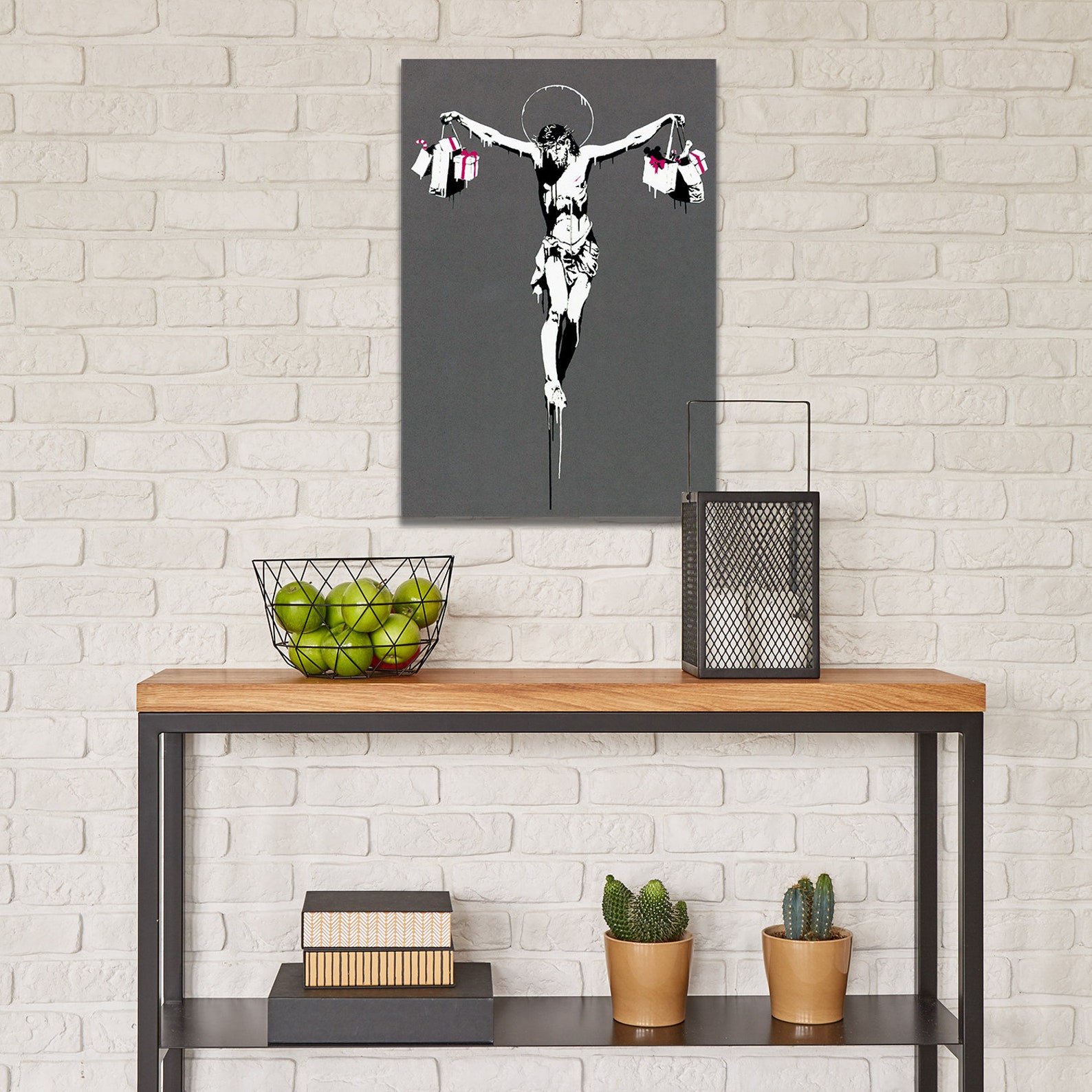 Banksy Consumer Jesus Canvas Wall Art Christ Framed Painting - Etsy