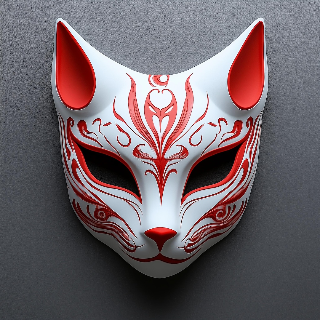 Red Fox Mask | 3D Printed Japanese Mask | Anime Cosplay Mask | Kitsune ...