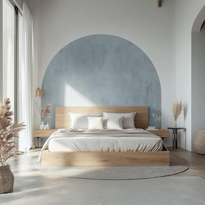 Boho Headboard Decal | Sky Blue Half Circle Wall Sticker | Bed Arch ...