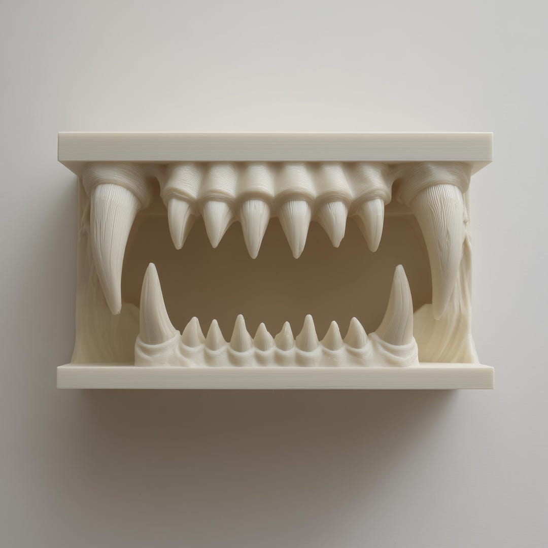 3D Printed Monster Jaw Wall Shelf | Gothic Fanged Mouth Nook | Horror ...