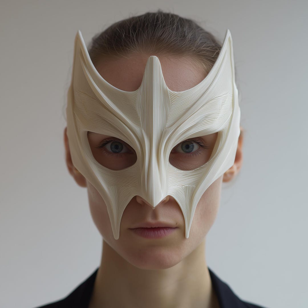 Futuristic Sculptural Face Mask | 3D Printed Fantasy Cosplay Half Mask ...