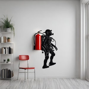 Creative Scuba Diver Silhouette Wall Sticker - Fire Extinguisher Deep ...