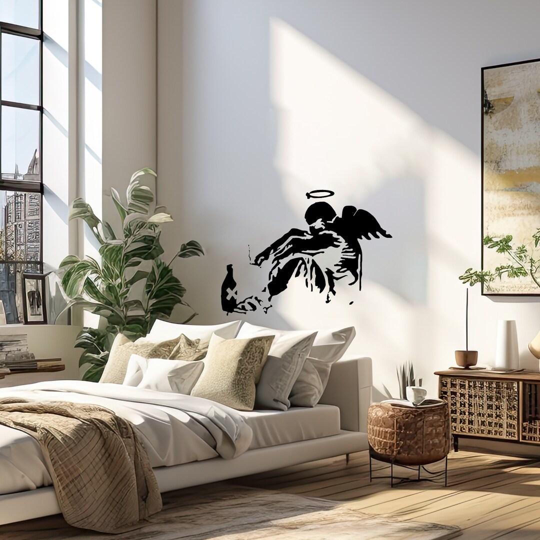 Banksy Fallen Angel Wall Decal - Street Art Graffiti Decor - High ...