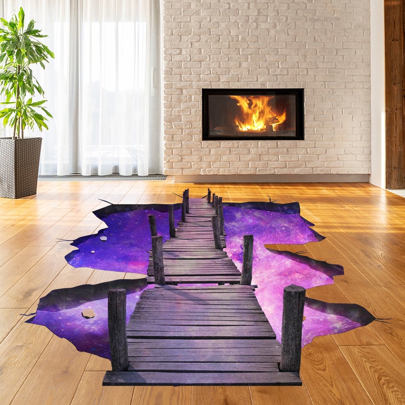 3D Floor Space Portal Hole Decal - Galaxy Art Sticker Decor for Kid ...