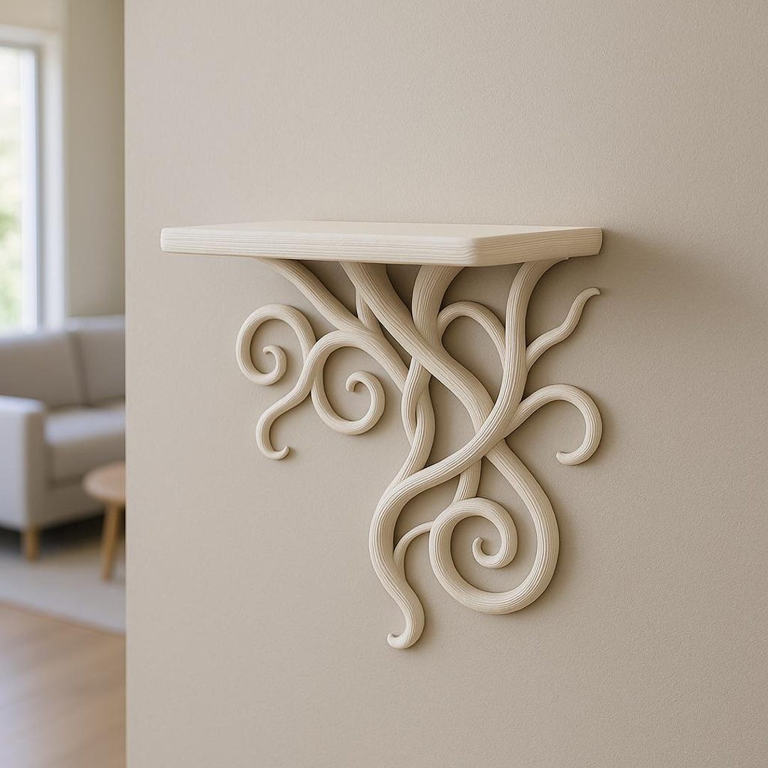 3D Printed Vine Wall Shelf | Botanical-inspired Floating Shelf ...