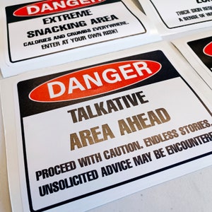 Humorous Danger Warning Label Decals | Funny Danger Stickers for Office ...