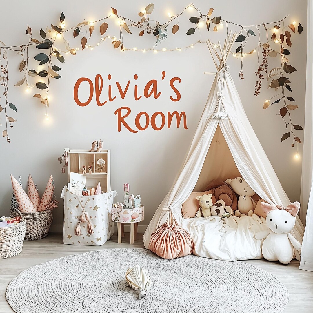 Custom Kids Room Name Wall Decal | Personalized Girls Room Name Sticker ...