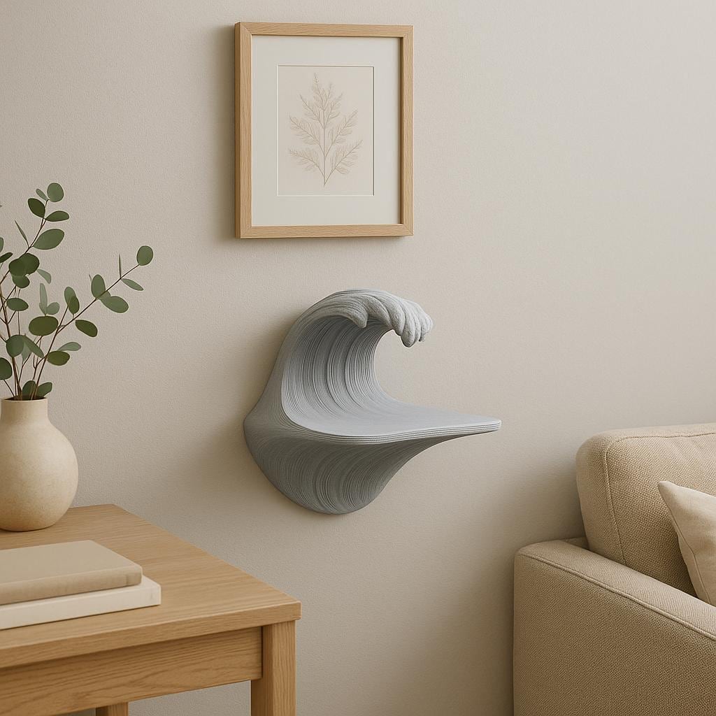 Wave Wall Shelf | 3D Printed Ocean-inspired Floating Shelf | Sculptural ...