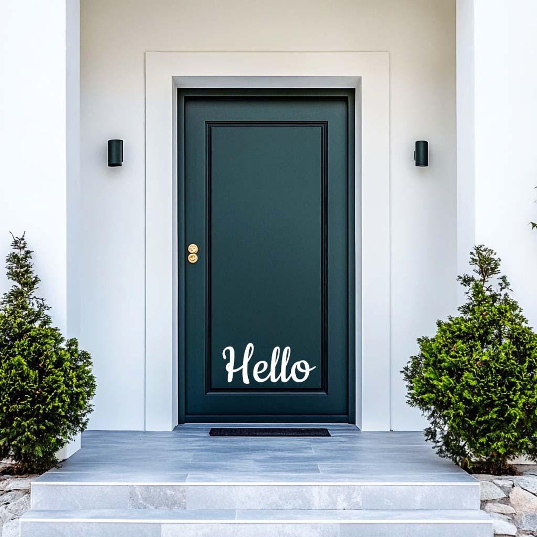 Hello Front Door Decal | Vinyl Welcome Sign for Home or Office | Modern ...