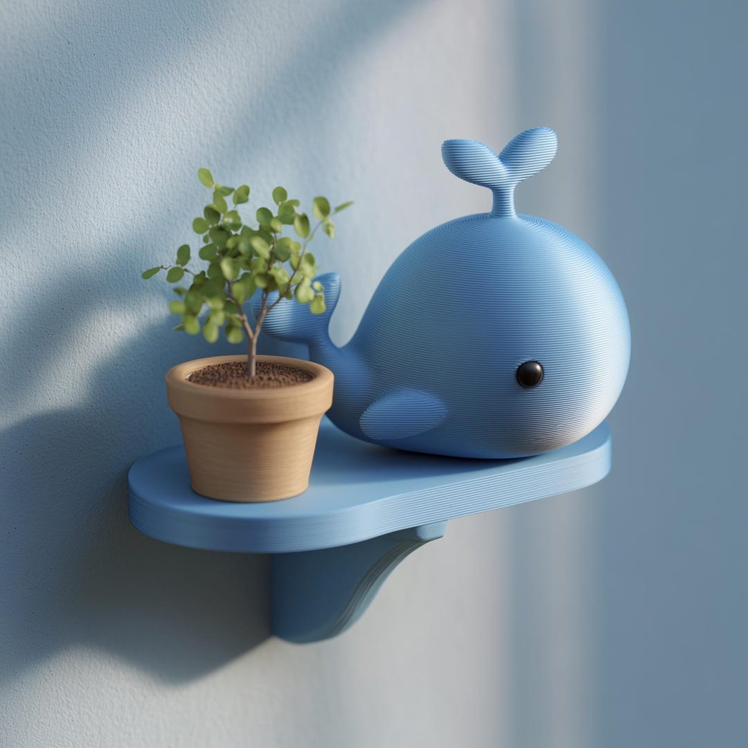 3D Printed Whale Wall Shelf | Cute Ocean Nursery Floating Ledge ...