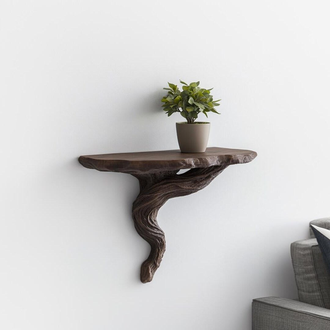 Twisted Root Wall Shelf | Organic Floating Shelf for Plants | 3D ...