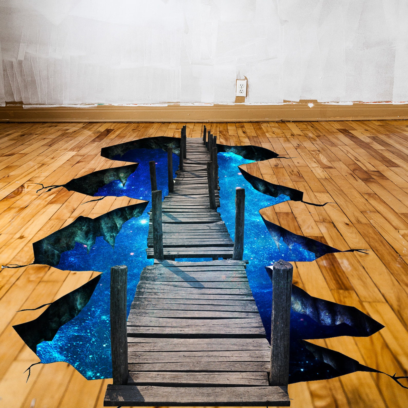 3D Floor Space Portal Hole Decal - Galaxy Art Sticker Decor for Kid ...