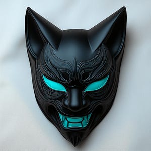 Cyberpunk Black Fox Mask | 3D Printed Japanese Demon Mask | Samurai ...