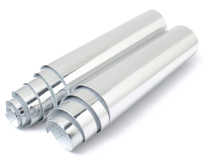 Silver Chrome Interior Vinyl Sticker Wrap 24 Inch Roll - Self Adhesive ...
