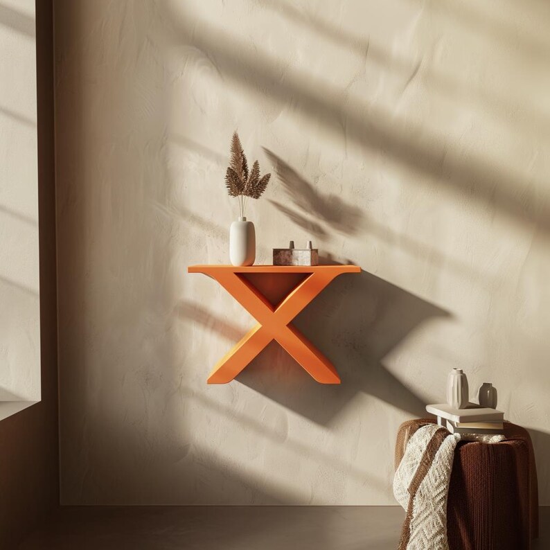 3D Printed X-shaped Wall Shelf | Modern Floating Shelf With Geometric ...