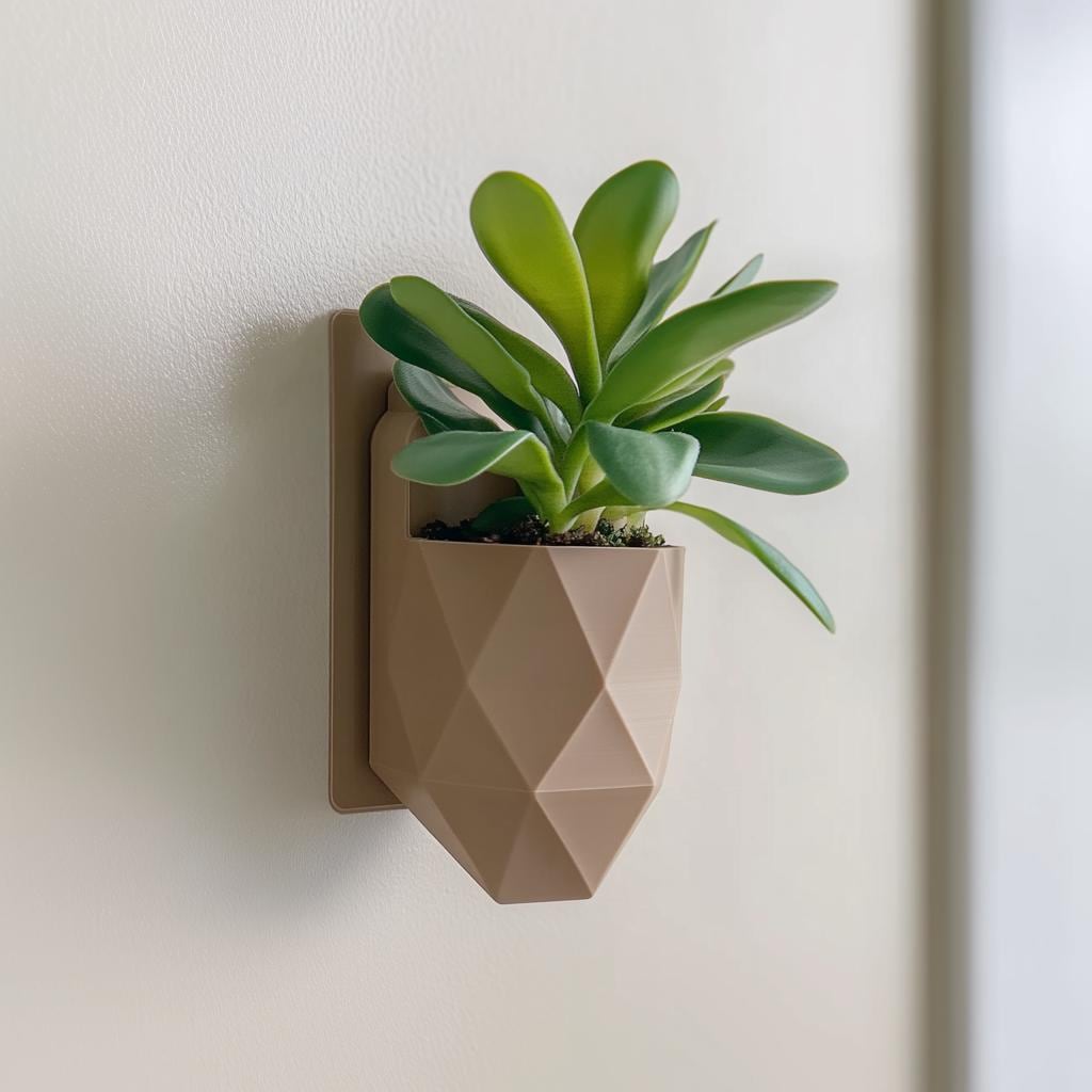 Geometric Wall Planter | 3D Printed Faceted Plant Pot | Modern Vertical ...