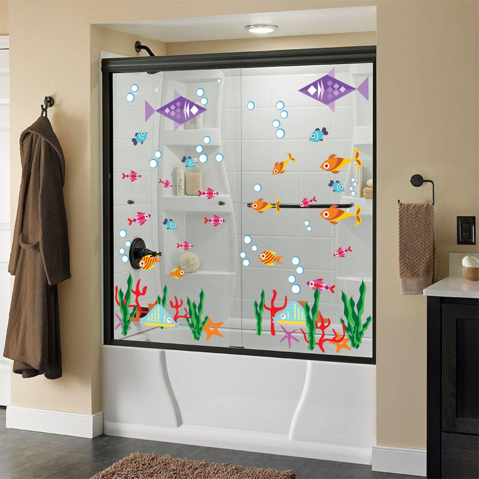 Bathroom Wall Decal Ocean Animal Fish Decor Sticker Under - Etsy