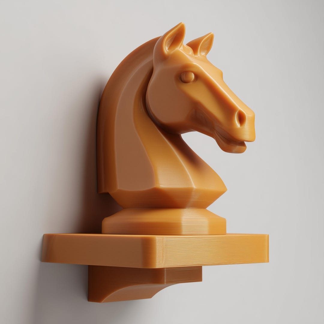 3D Printed Chess Knight Wall Shelf | Classic Strategy Floating Ledge ...
