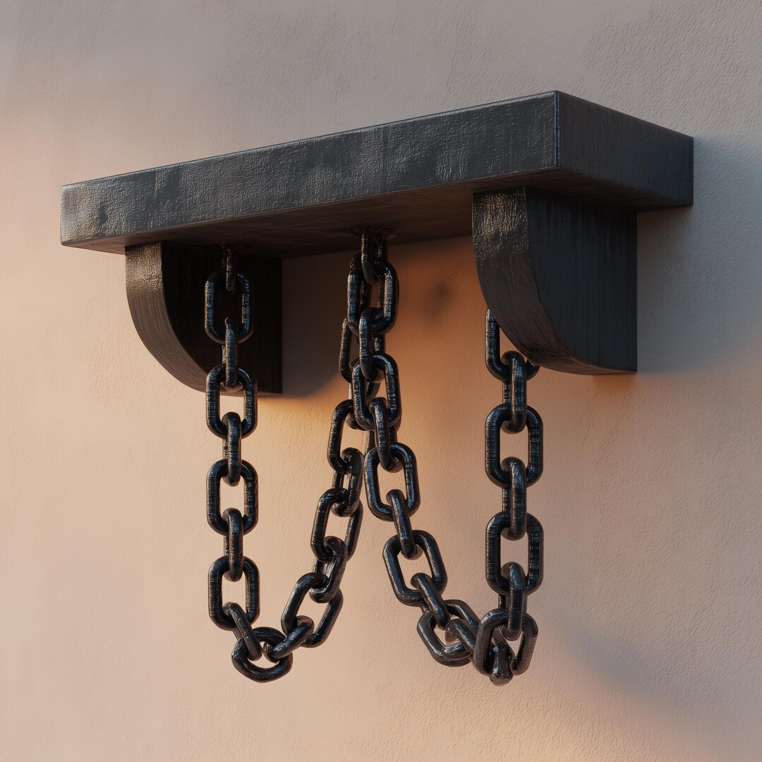 3D Printed Gothic Chain Wall Shelf | Dark Fantasy Floating Ledge With ...