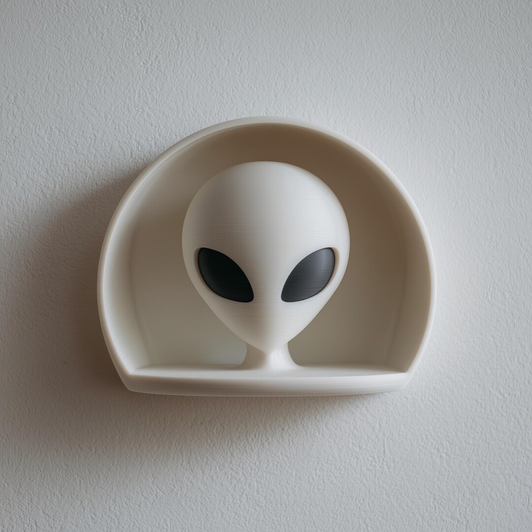3D Printed Alien Wall Niche Decor | Minimalist UFO Shelf Sculpture for ...