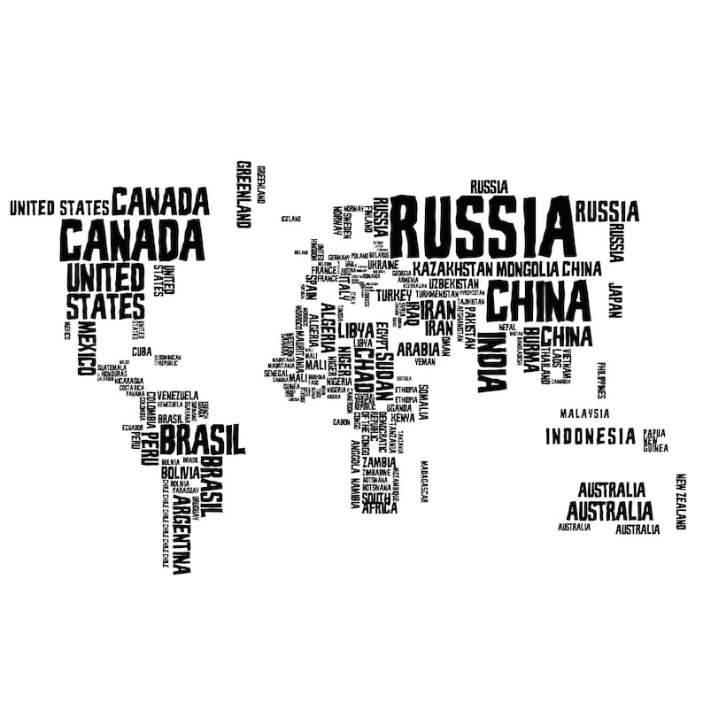 World Map Wall Decal Large Vinyl Sticker of the Giant Travel | Etsy