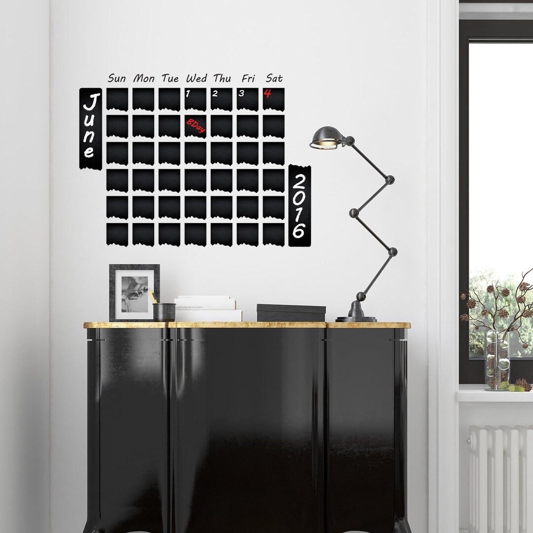 Chalkboard Wall Planner Blackboard Kitchen Sticker - Black Board Weekly ...