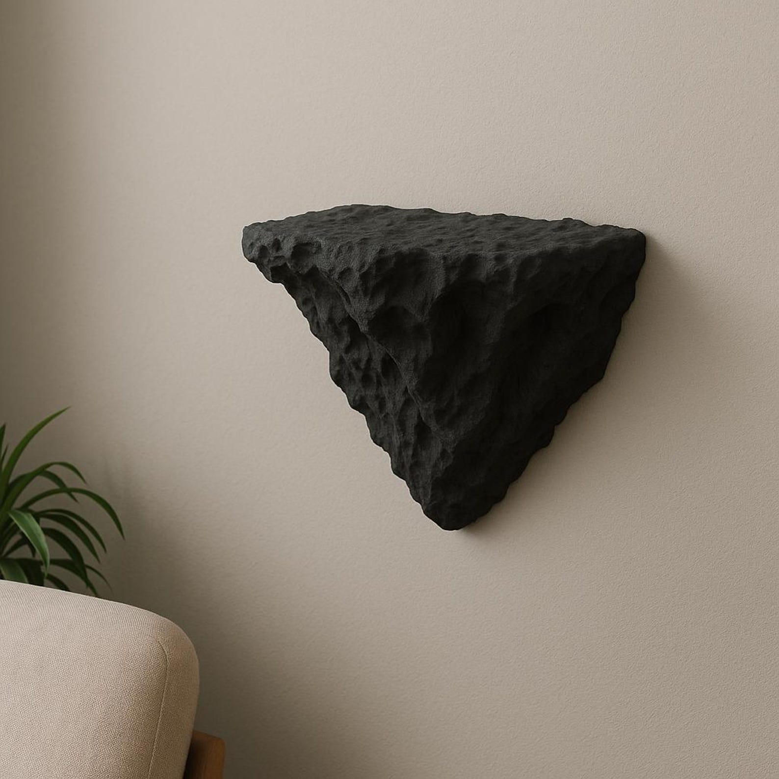 3D Printed Rock Wall Shelf | Geometric Floating Shelf | Black ...