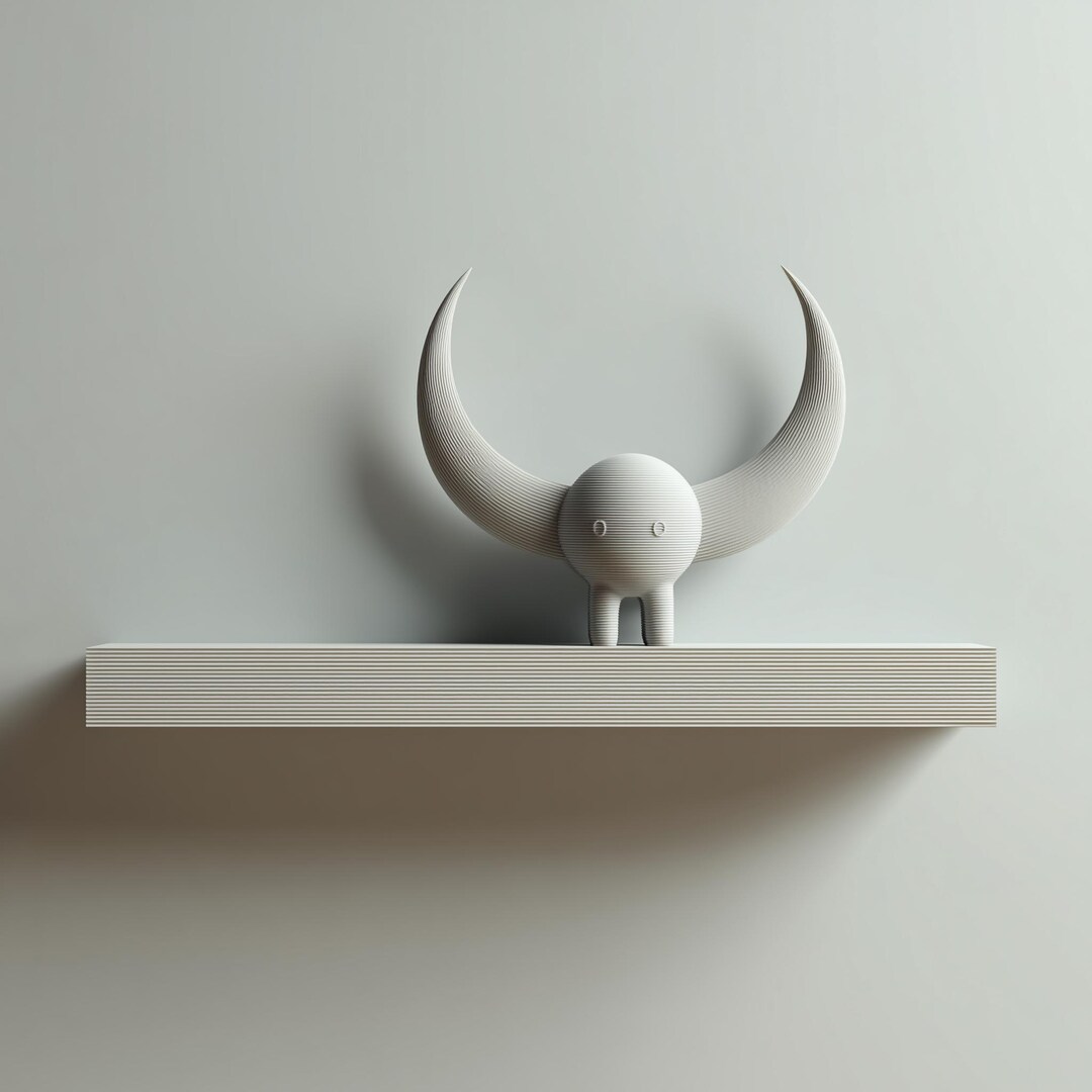 3D Printed Horned Creature Shelf | Minimal Fantasy Floating Ledge ...
