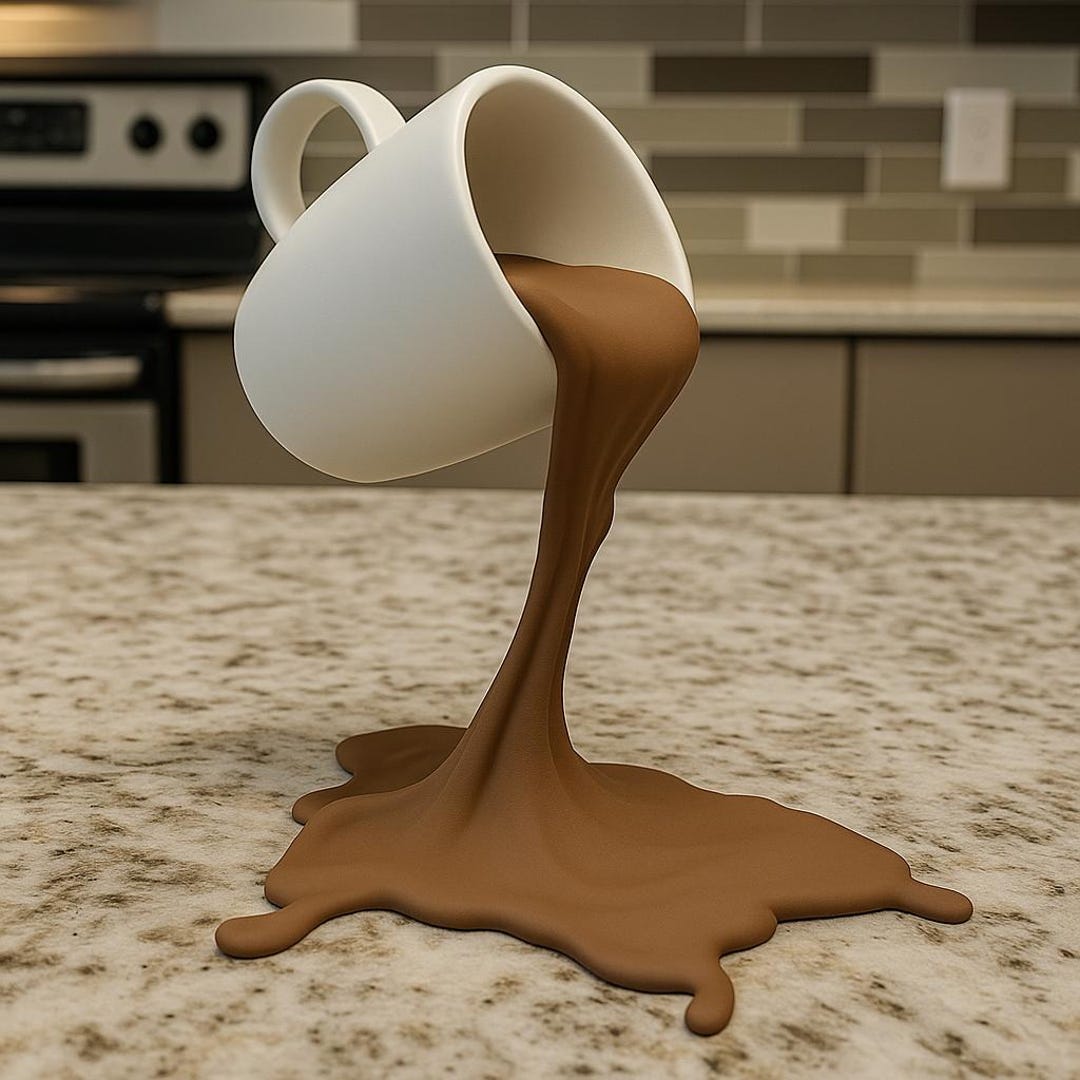 Floating Spilling Coffee Cup | 3D Printed Optical Illusion Sculpture ...